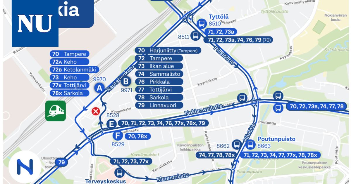 Työmaa muuttaa bussipysäkkien paikkoja Nokian asemalla – tässä ovat uudet pysäkit - Nokian Uutiset