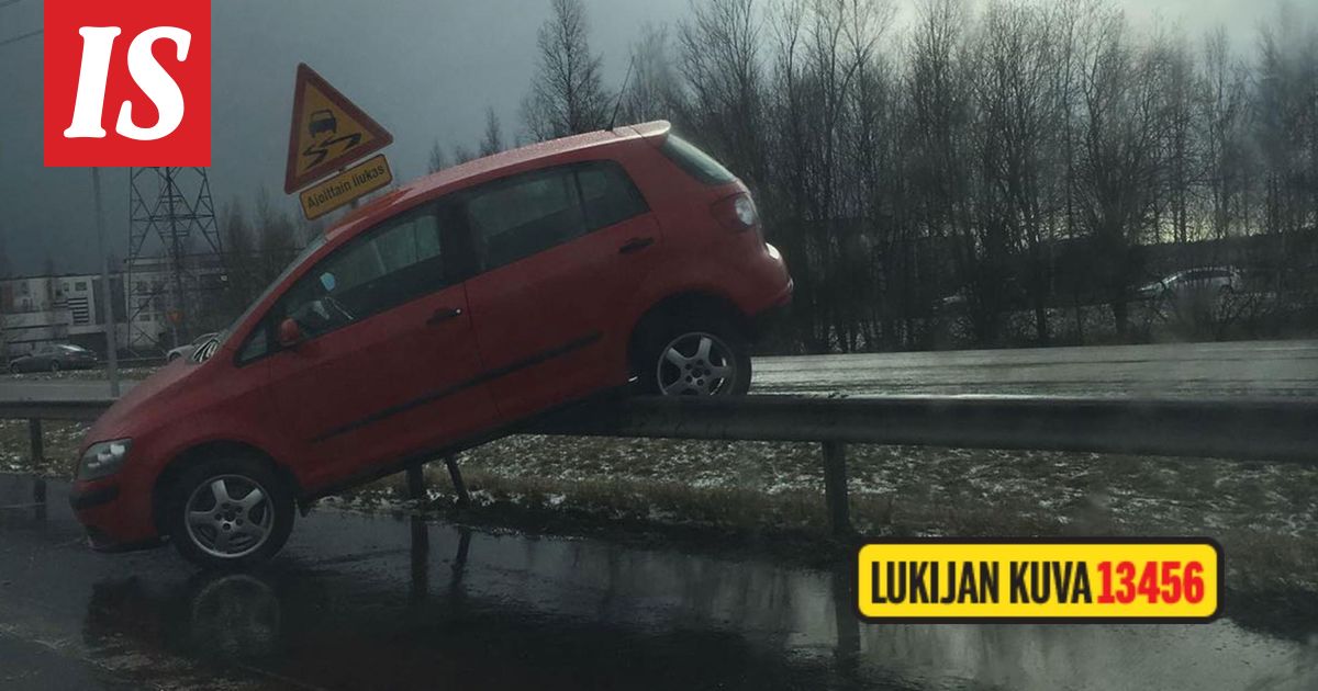 Kaiteen päällä keikkunut auto hämmästytti Tuusulanväylällä – ”En tiedä ...