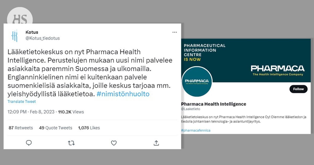 Kotus teilaa Lääketietokeskuksen nimenvaihdoksen: Näin Pharmaca Health ...