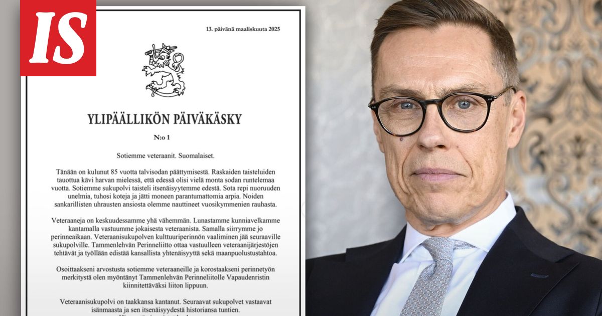 Näin kuuluu presidentti Stubbin ensimmäinen päiväkäsky - Ilta-Sanomat