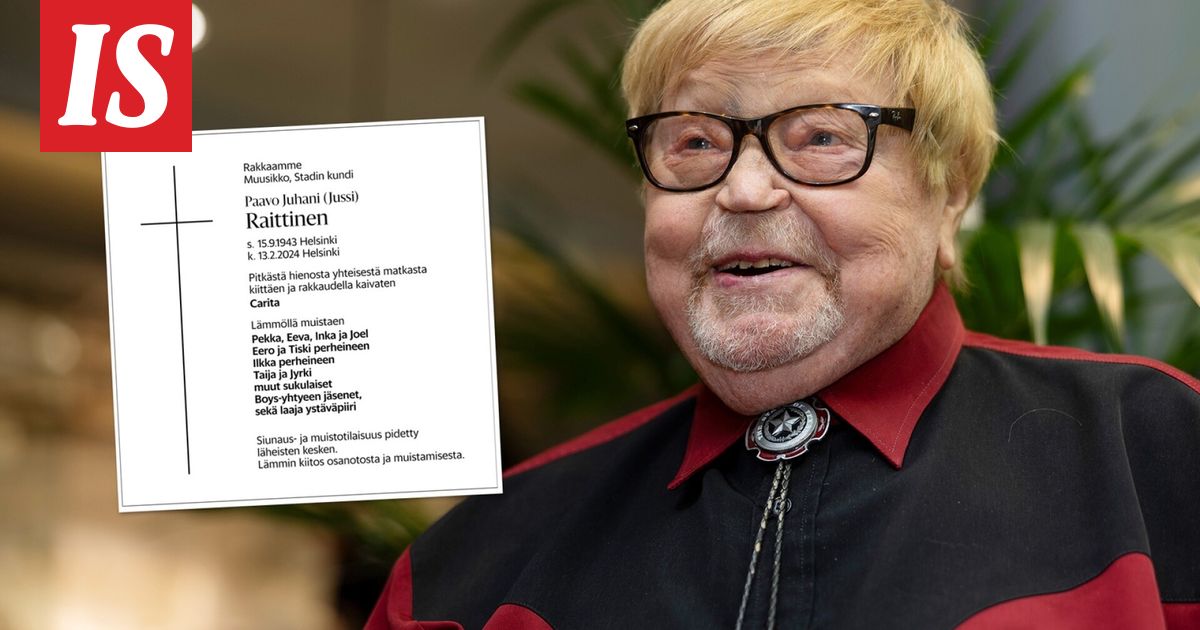 Jussi Raittisen kuolinilmoitus julkaistiin - Ilta-Sanomat