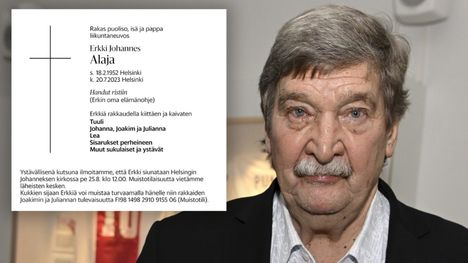 Urheiluvaikuttaja Erkki Alajan kuolinilmoitus julkaistiin sunnuntaina ...