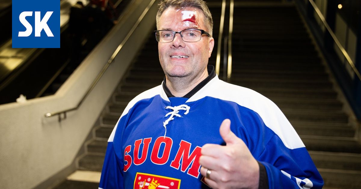 Suomalaisfani Tomi sai kiekon rajusti päähänsä Leijonien MM-pelissä ...