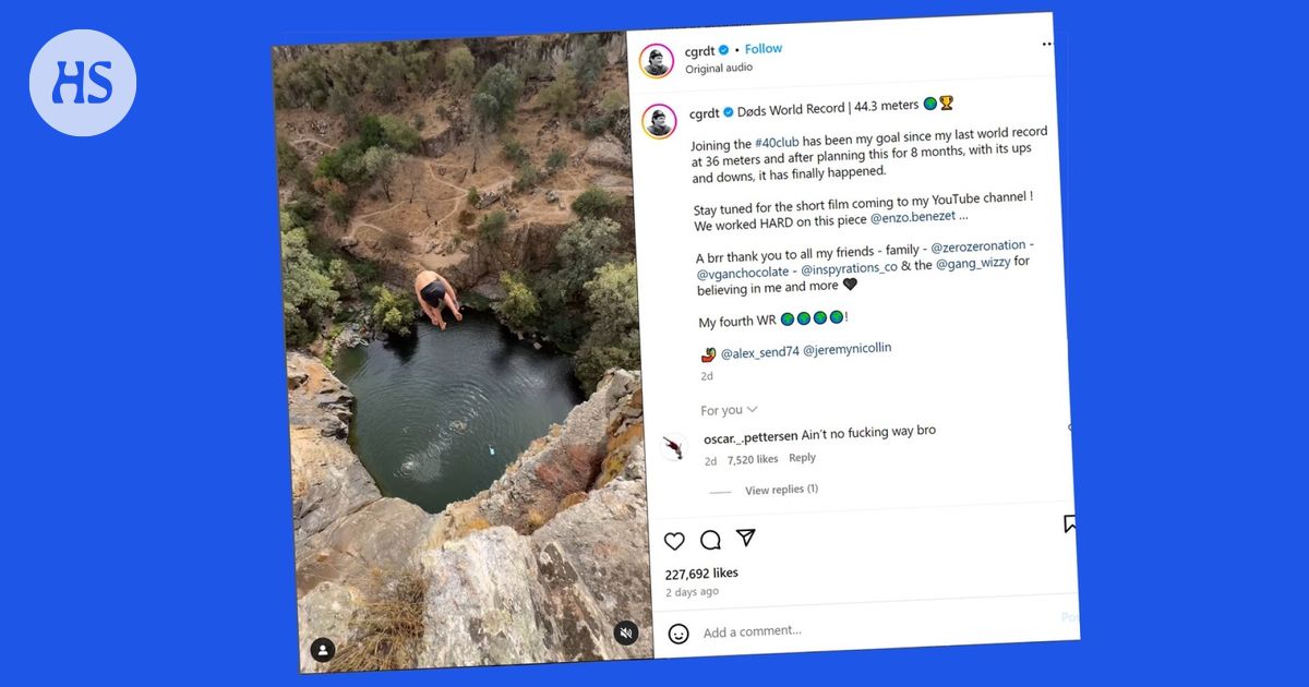 Come Girardot teki death divingin, eli kartsauksen, maailmanennätyksen ...