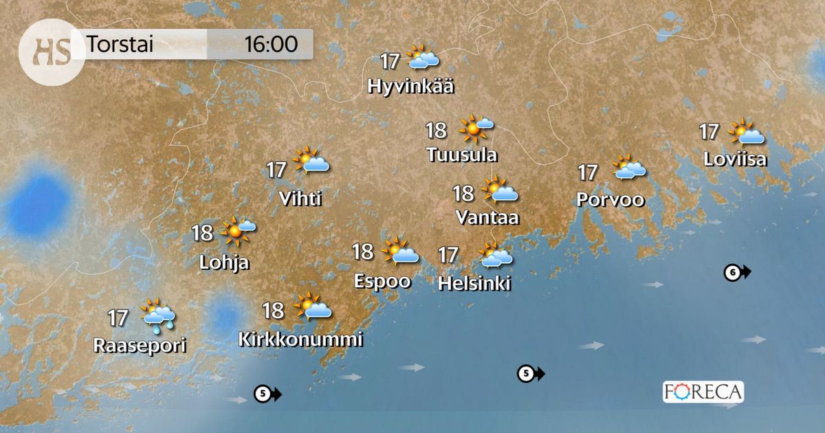 Torstaina tulee kuurosateita lähes koko maassa – idässä jyrähtelee myös ...