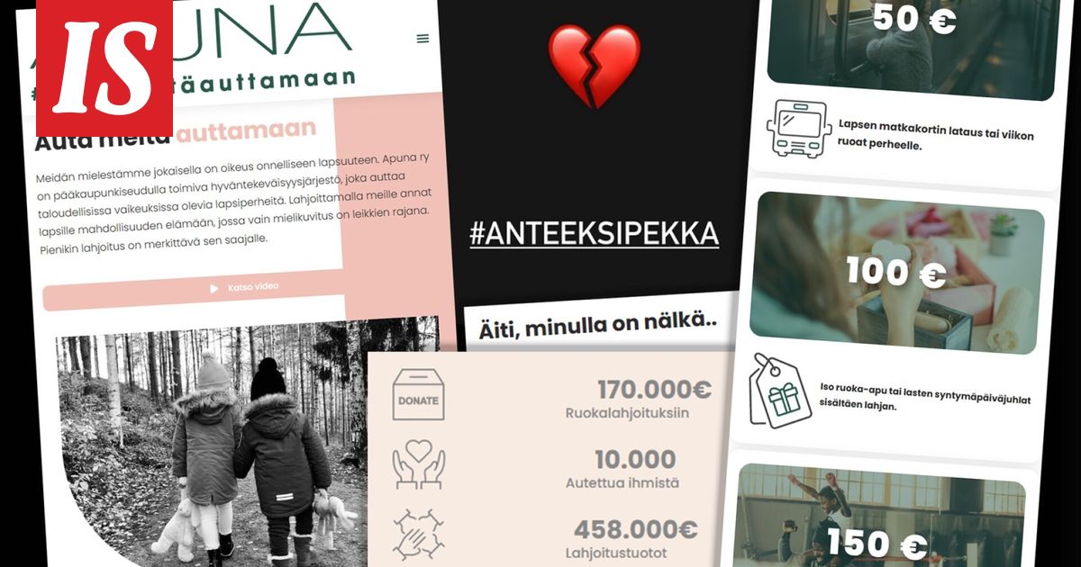 Apuna ry kerännyt rahaa ”Anteeksi Pekka” -tarinan kaltaisella ...