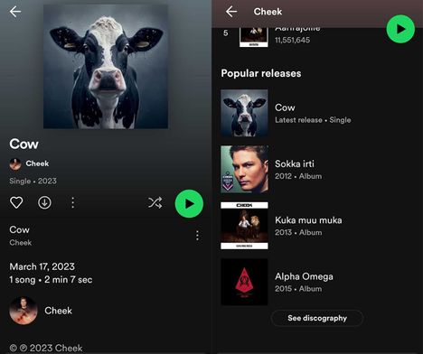 Cheekin Spotify-sivuille ilmestyi outoa musiikkia - Ilta-Sanomat