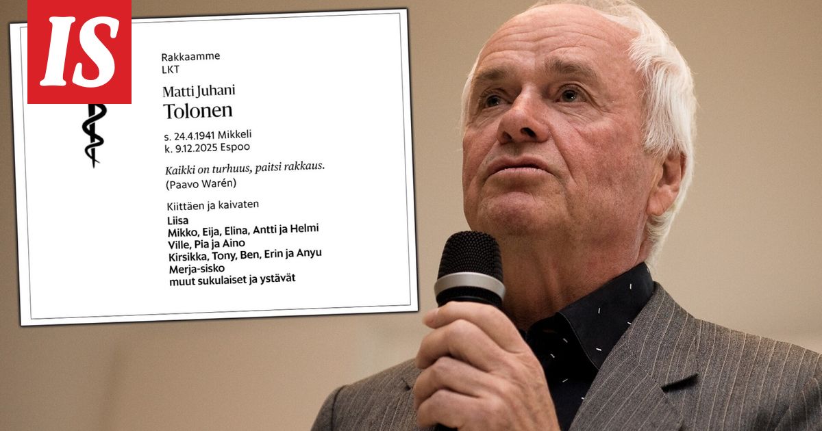 Matti Tolonen on kuollut - Ilta-Sanomat