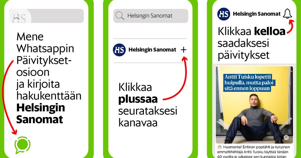 HS:n uutiset nyt myös Whatsappissa – näin liityt ilmaiselle kanavalle | HS.fi