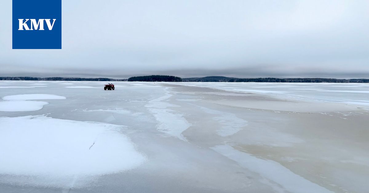 Jäällä liikkuvia varoitetaan suuresta railosta Kolhon Ukonselällä ...